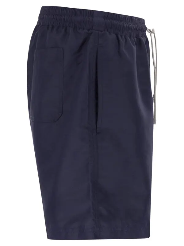 Brunello Cucinelli Swimming Costume With Elastic And Drawstring - Blue