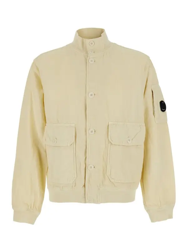 C.P. COMPANY Cotton And Linen High Collar Jacket - Multicolor