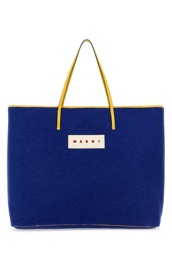 Marni Felt Medium Janus Shopping Bag - Blue