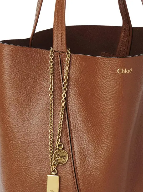 Chloé Spin Tote Bag In Granate Leather - Multicolor