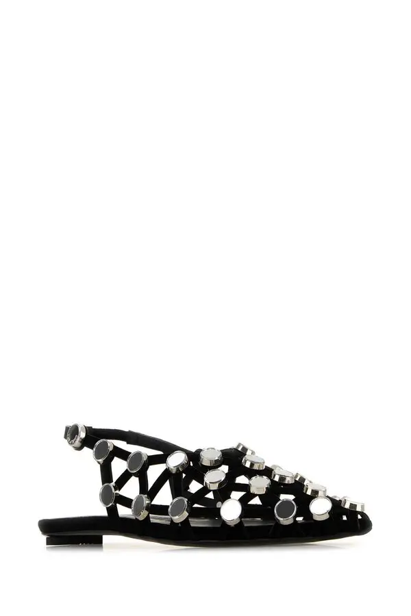 Attico Suede Grid Ballerinas - Black