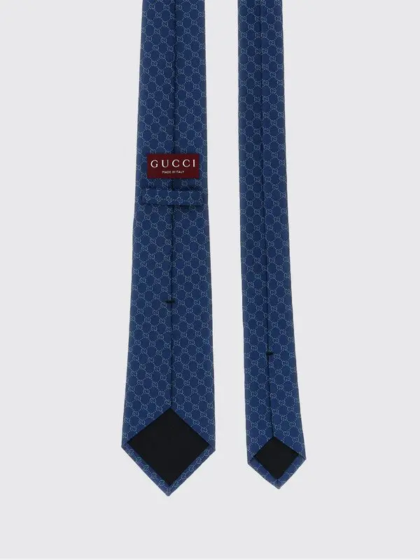 Gucci Silk Tie With Gg Monogram And Horsebit