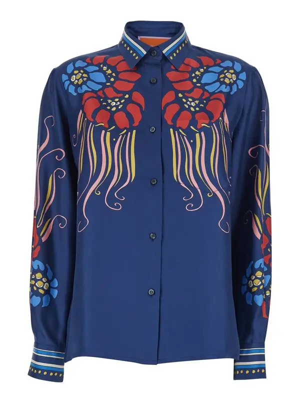 La DoubleJ Silk Printed Shirt With Classic Collar