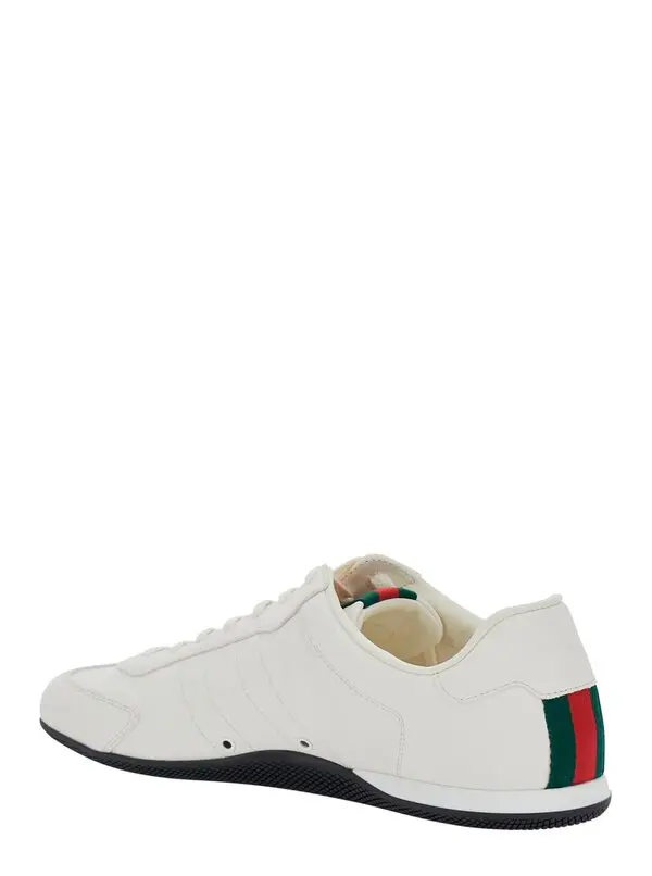 Gucci Elan Leather Sneakers With Web Detail - White