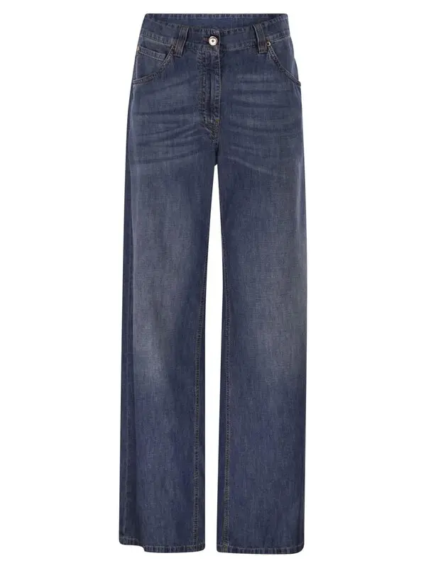 Brunello Cucinelli Wide-leg Cotton Jeans - Blue