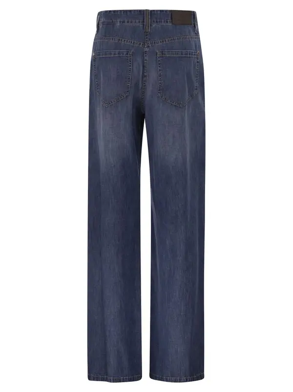 Brunello Cucinelli Wide-leg Cotton Jeans - Blue