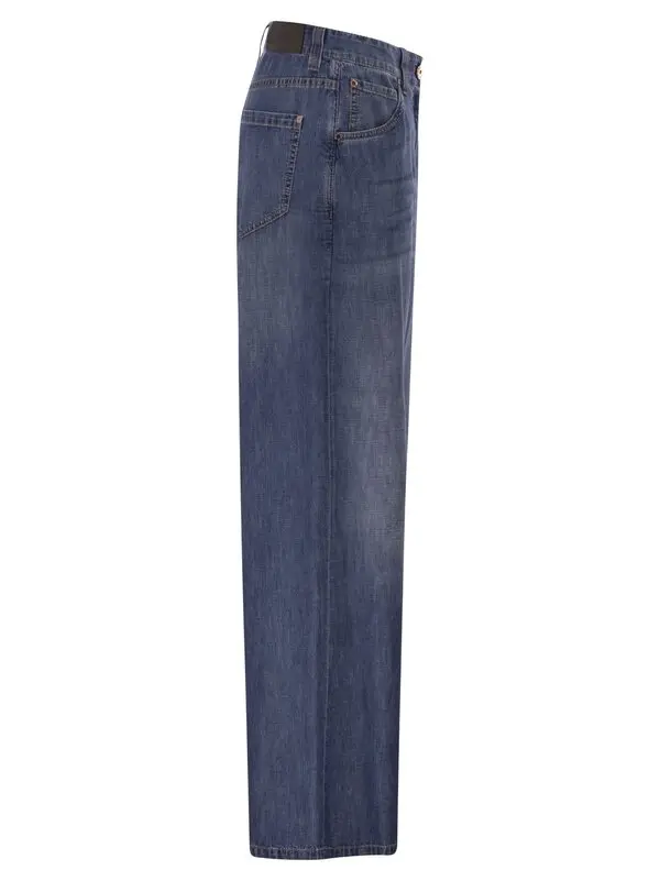 Brunello Cucinelli Wide-leg Cotton Jeans - Blue