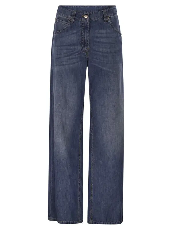 Brunello Cucinelli Wide-leg Cotton Jeans - Blue