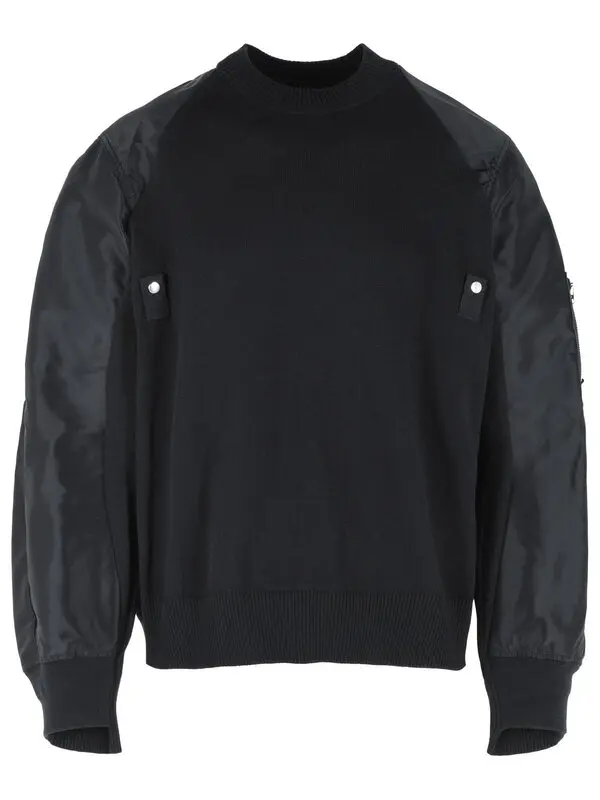 Sacai Cotton Blend Sweater - Black