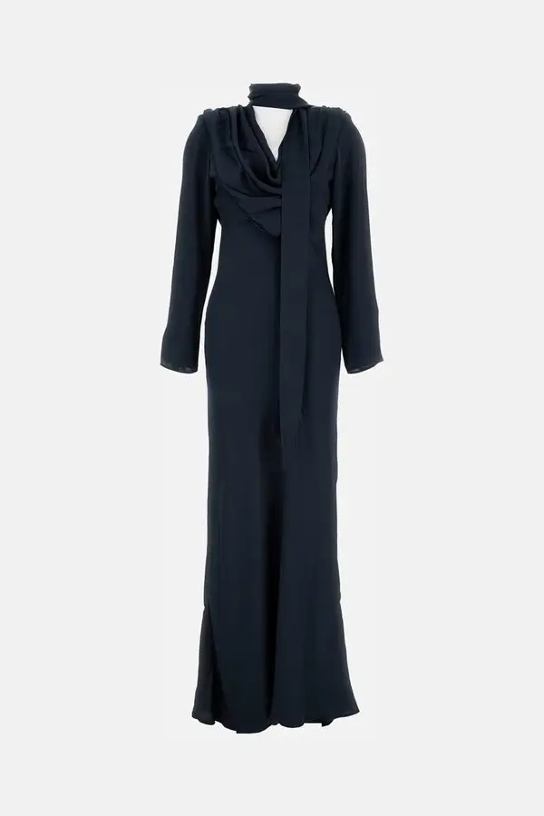 ROTATE BY BIRGER CHRISTENSEN Long Draped Satin Dress - Multicolor