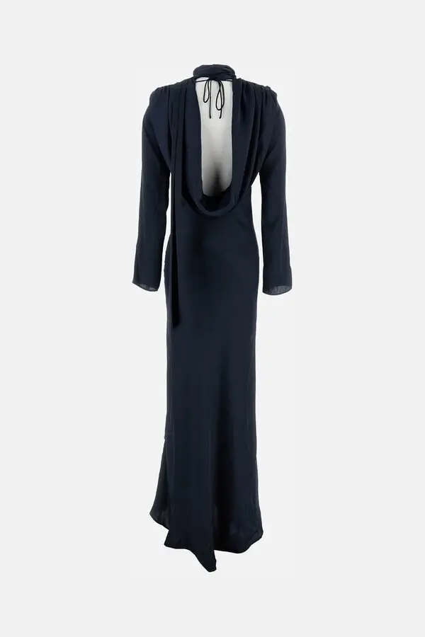 ROTATE BY BIRGER CHRISTENSEN Long Draped Satin Dress - Multicolor