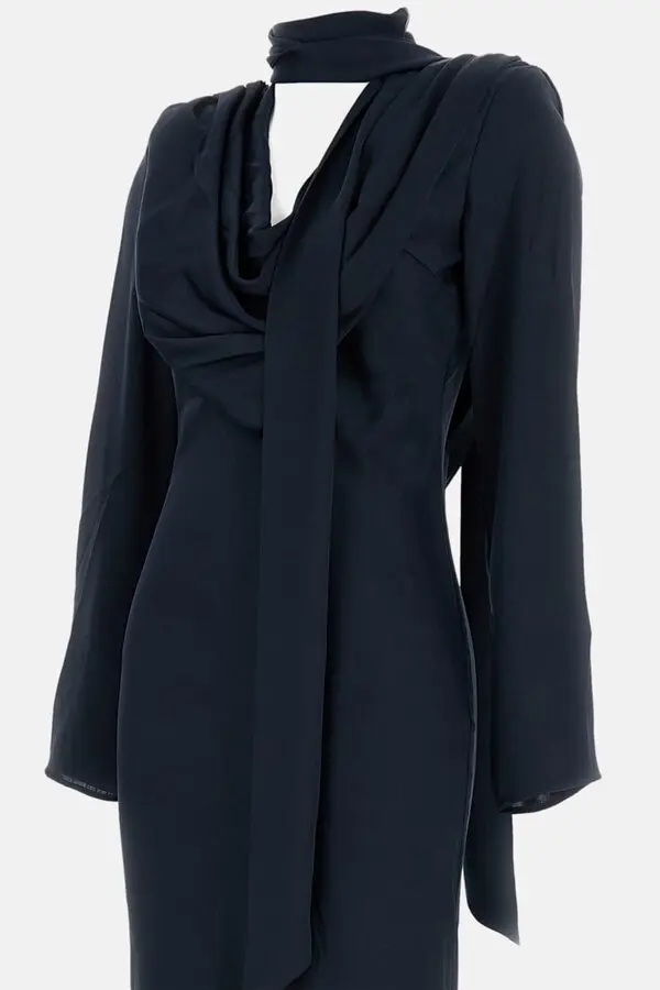 ROTATE BY BIRGER CHRISTENSEN Long Draped Satin Dress - Multicolor