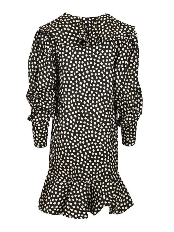 Chloé Long-sleeved Silk Jacquard Polka Dot Mini Dress - Black
