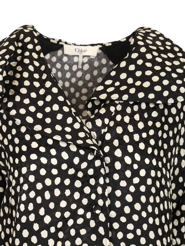 Chloé Long-sleeved Silk Jacquard Polka Dot Mini Dress - Black