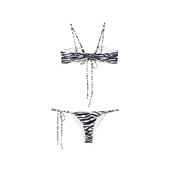 Attico Zebra Print Bikini - White