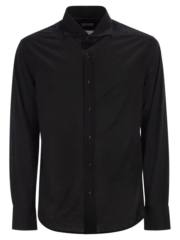 Brunello Cucinelli Silk And Cotton T-shirt Shirt - Black