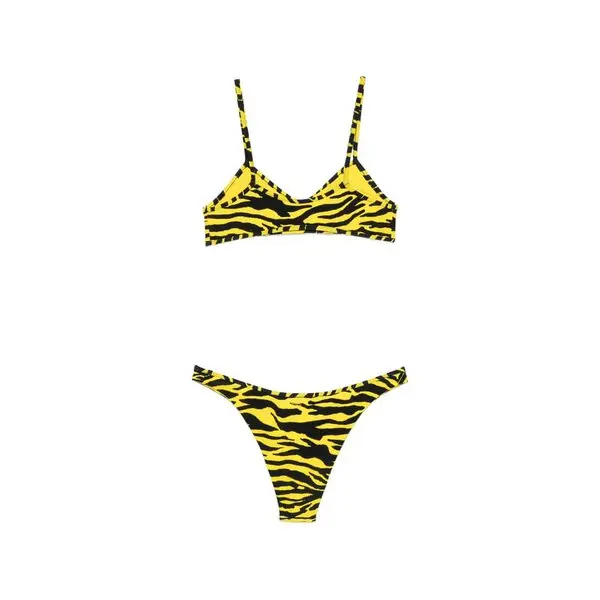 Attico Tiger Print Bikini - Yellow