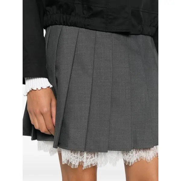 SELF-PORTRAIT Pleated Mini Skirt - Gray