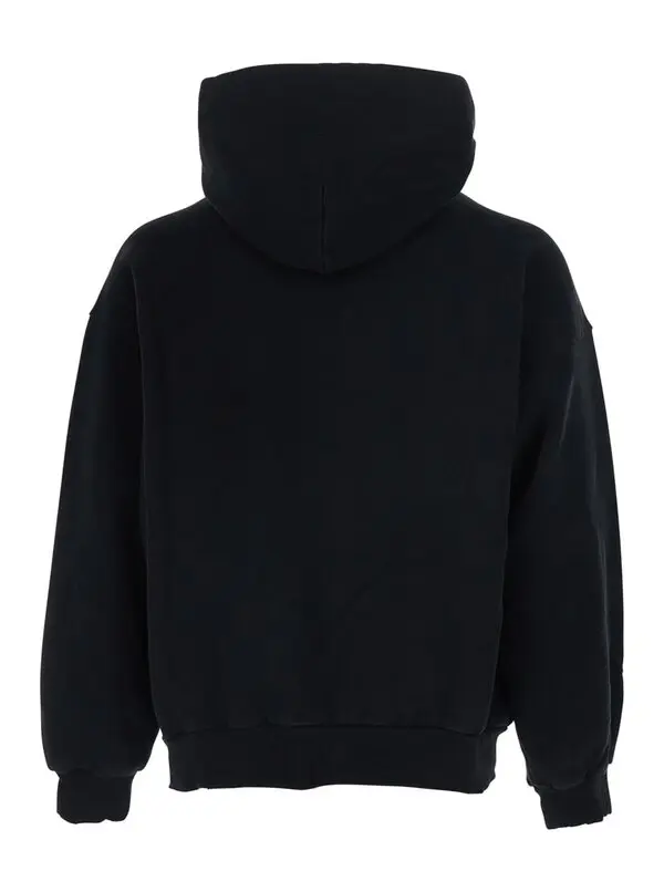 Balenciaga Messy Spray Cotton Oversized Hoodie - Black