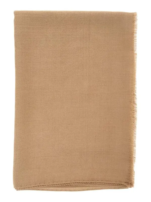 Max Mara Beige Scarf With Fringed Edge In Wool And Silk Blend - Multicolor