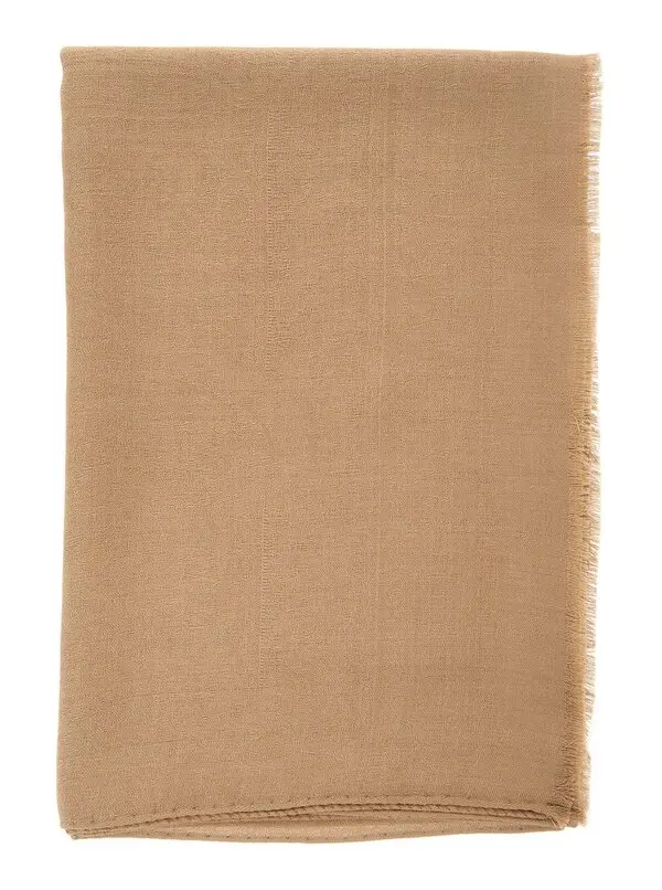 Max Mara Beige Scarf With Fringed Edge In Wool And Silk Blend - Multicolor