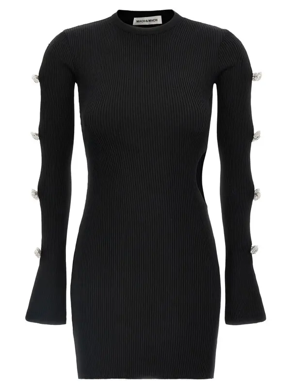 Mach & Mach Cut-out Crystal Bow Dress