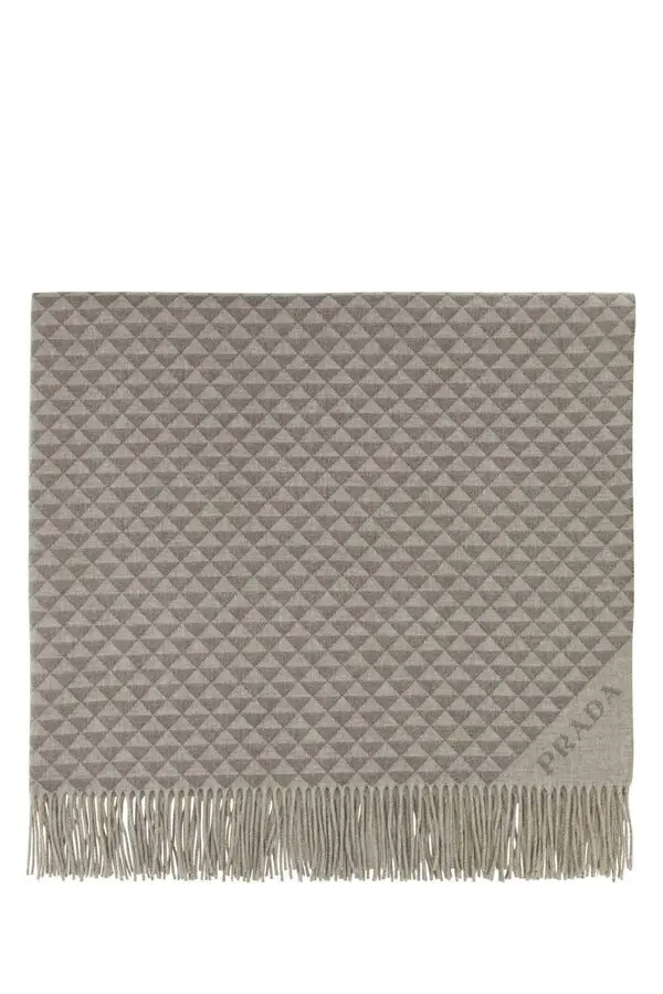 Prada Embroidered Wool Blend Symbole Double Blanket - Multicolor