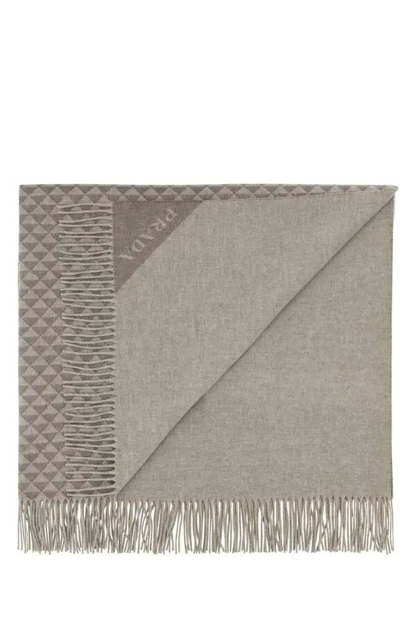 Prada Embroidered Wool Blend Symbole Double Blanket - Multicolor