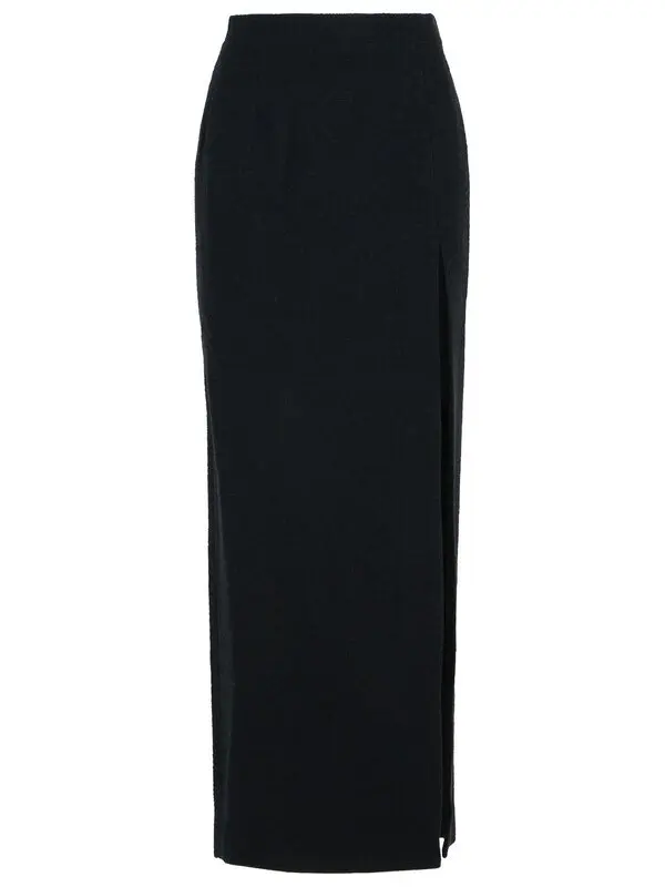 Alessandra Rich Virgin Wool Blend Long Skirt - Black