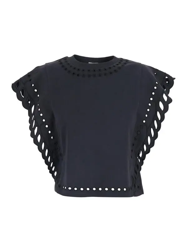 Isabel Marant Étoile T-shirt 'odyle-gc' With Round Neck And Short Sleeves In Cotton For - Black