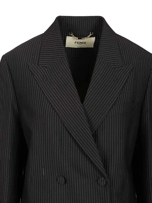 Fendi Pinstriped Wool Blazer - Blue