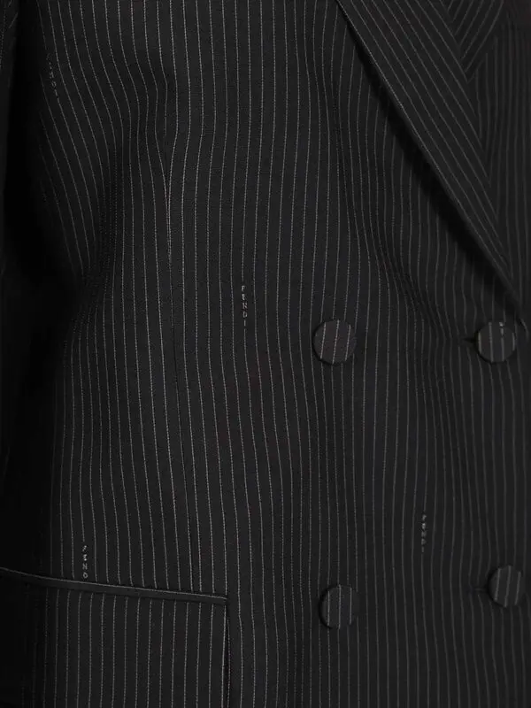 Fendi Pinstriped Wool Blazer - Blue