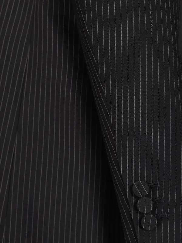 Fendi Pinstriped Wool Blazer - Blue