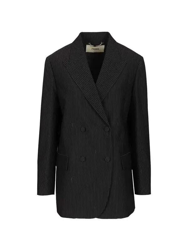 Fendi Pinstriped Wool Blazer - Blue
