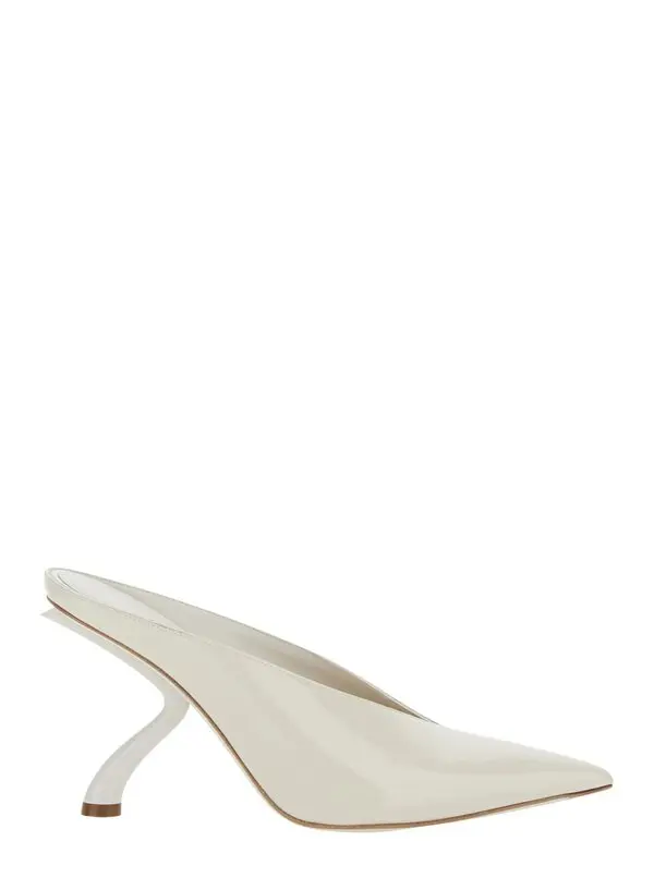 FERRAGAMO Leather Mules With Sculptural Heel - Multicolor