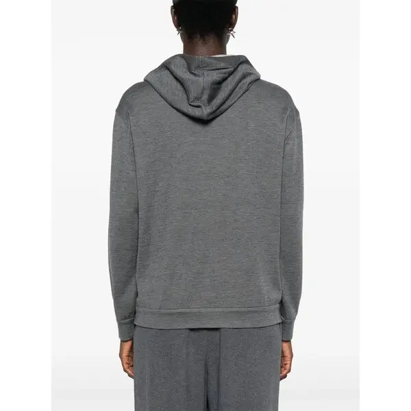 Brunello Cucinelli Cotton Blend Hooded Zip-up Top - Gray