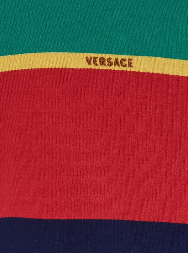 Versace Strips' Multicolored Sweatshirt With Classic Collar Long Sleeves In Cotton