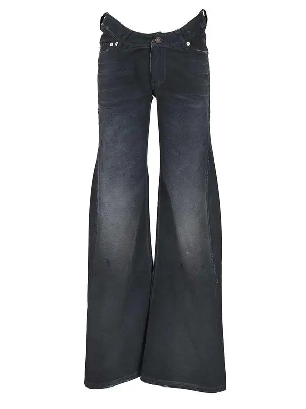 Balenciaga Curved Waist Cotton Denim Pants - Blue
