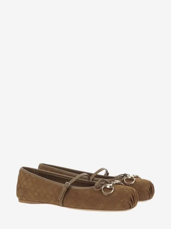 Gucci Suede Ballerina With All Over Gg Monogram