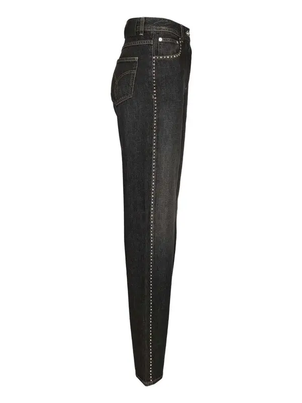 Versace High-waisted Embellished Jeans - Black