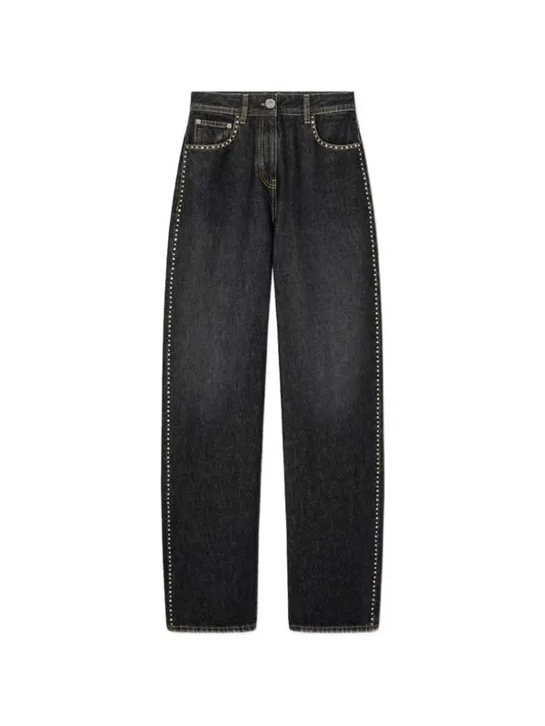 Versace High-waisted Embellished Jeans - Black