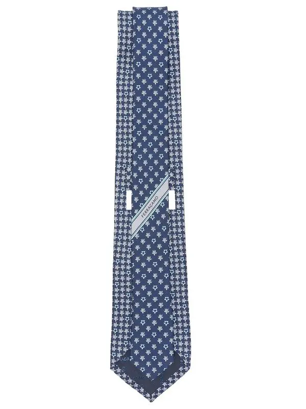 FERRAGAMO Tortoiseshell-print Silk Neck Tie - Blue