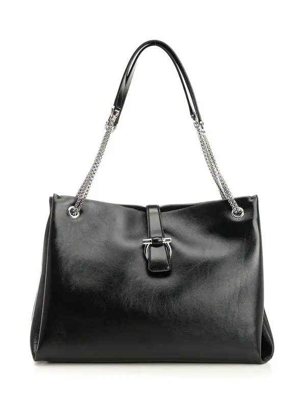 FERRAGAMO Leather Tote Bag - Black