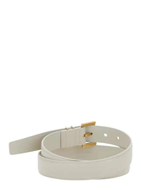 Saint Laurent Belt With Plate In Leather For
