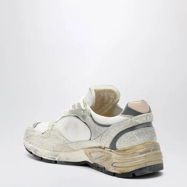 GOLDEN GOOSE Dad-star Trainers In Suede And /silver Mesh - White