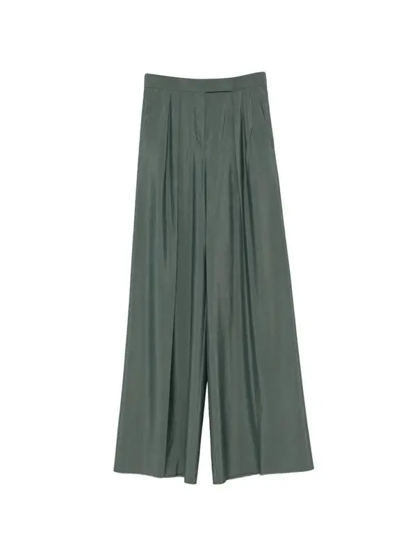 Max Mara Wool And Silk Wide-leg Trousers - Green