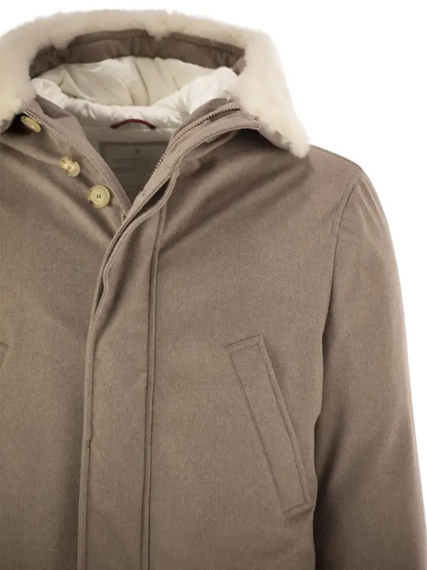 Brunello Cucinelli Wool Coat With Fur Collar
