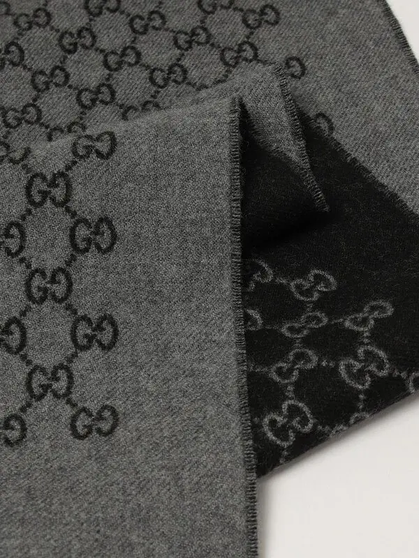 Gucci All-over Logo Pure Wool Scarf - Gray