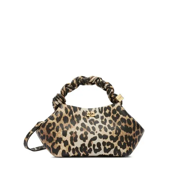 GANNI Leopard-print Satchel And Cross Body Bag - Brown