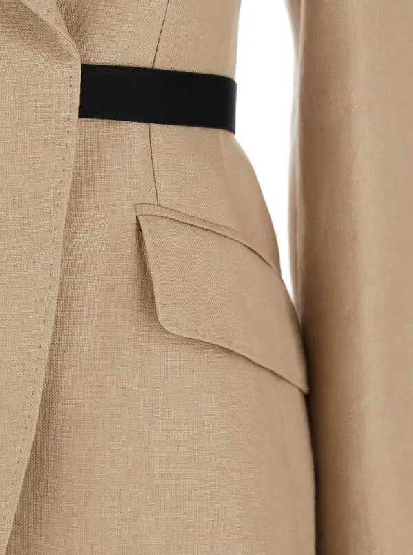 Max Mara Fionda Linen Belted Jacket - Multicolor